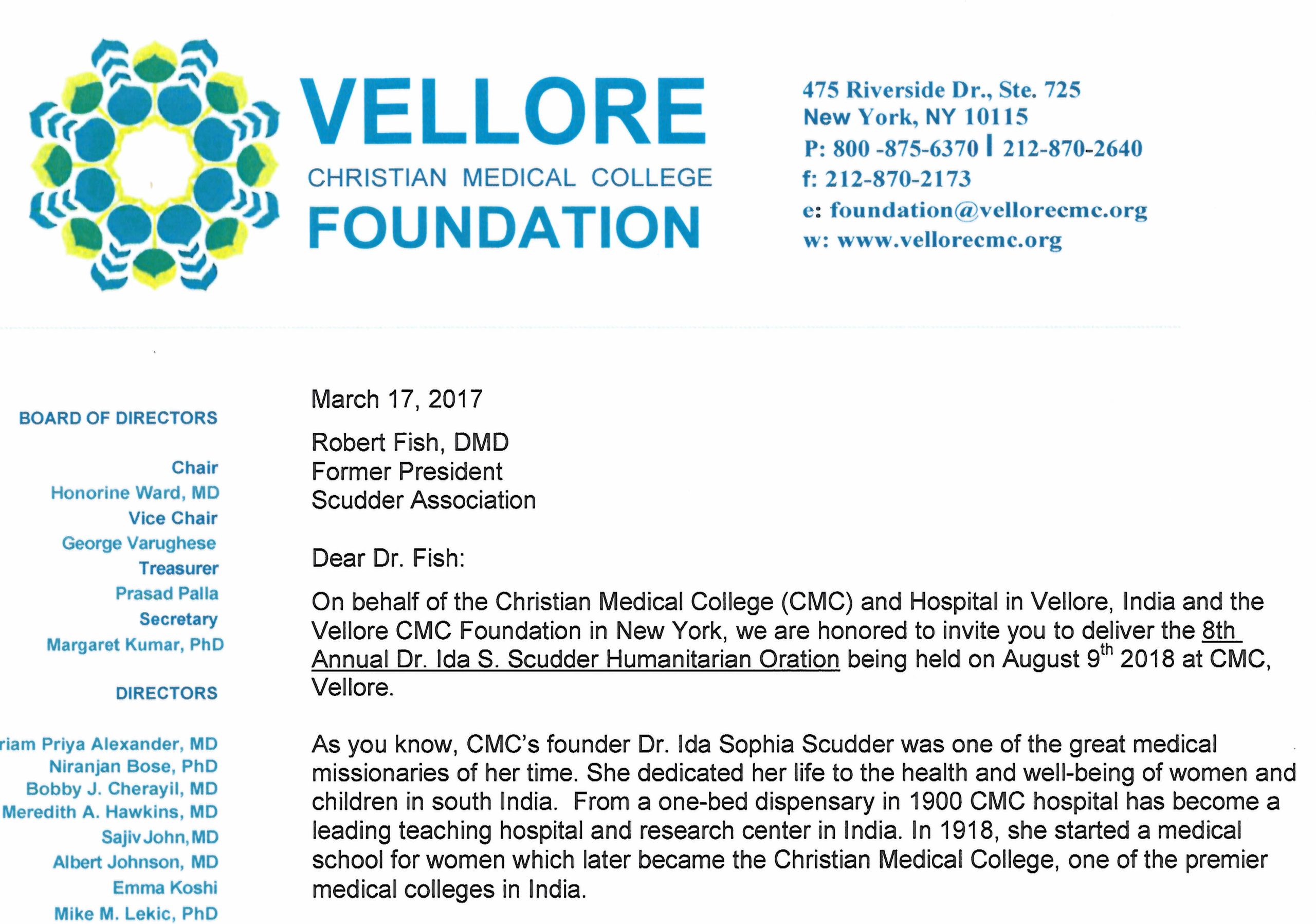 8th Annual Ida S. Scudder Humanitarian Oration invitation – The Scudder ...